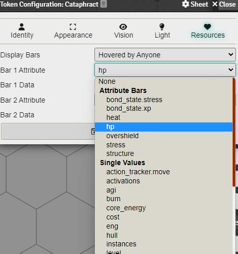 `tokenconfig` Can Show Resource Attributes Which Do Not Exist On The Tokens Actor · Issue