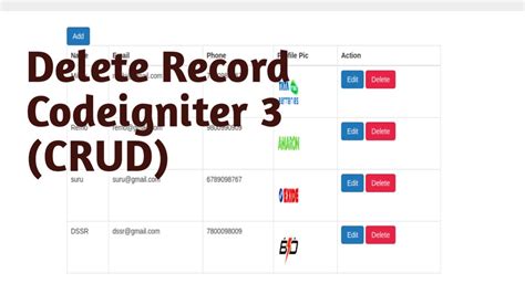 Delete Record Part 18 Crud Codeigniter Crud Application With Bootstrap Youtube