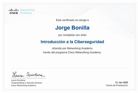 Cybersecurity Networkingacademy Cisco Continuouslearning… Andres Bonilla