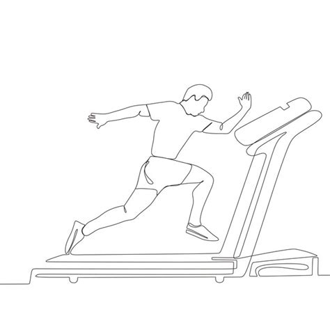 Premium Vector Continuous Line Drawing Of A Man Running On A Treadmill