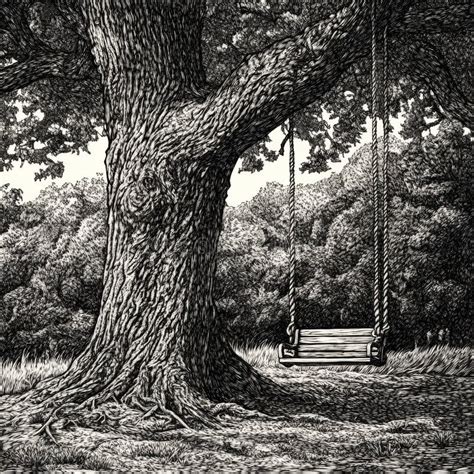 A Large Sturdy Tree With Detailed Bark And Sprawling Branches One Of