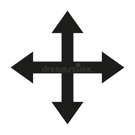 Four Directional Arrows Move Navigation Symbol Black Pointer Icon Vector User Interface Stock