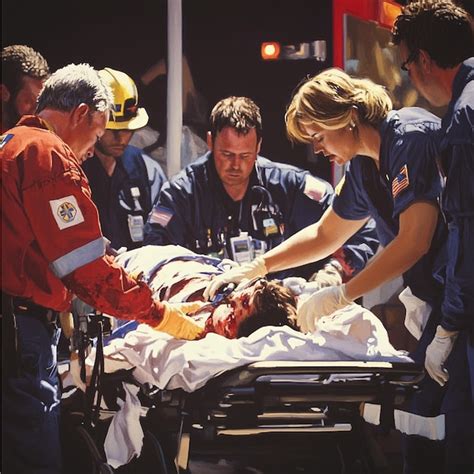 Emts Conducting Medical Triage At A Scene Premium Ai Generated Image