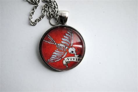 Sparrow Bird Skeleton Pendant Necklace By Resinapocalypse Pendant