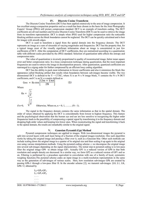 Performance Analysis Of Compression Techniques Using Svd Btc Dct And Gp Pdf