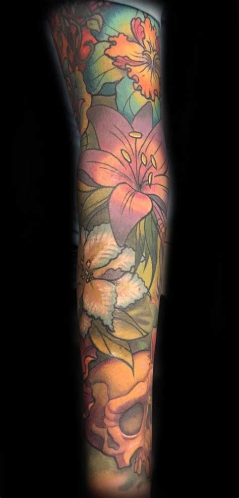 Flowerskullcolor Tattoo By