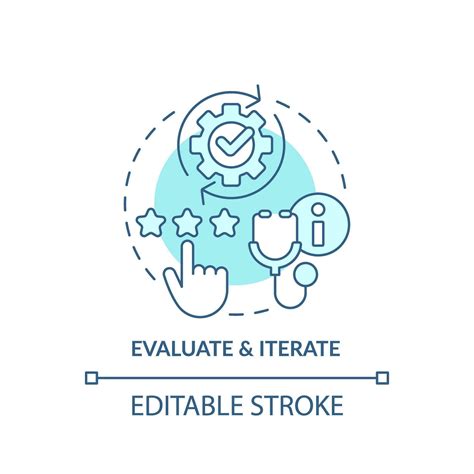 2d Editable Blue Icon Evaluate And Iterate Concept Isolated Monochromatic Vector Health