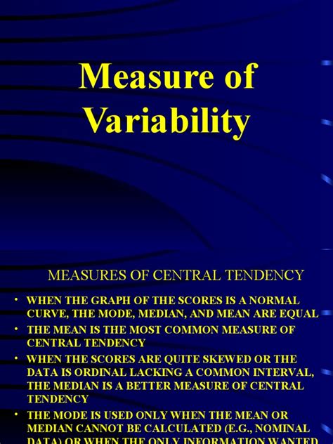 Measures Of Variability Pdf Variance Standard Deviation