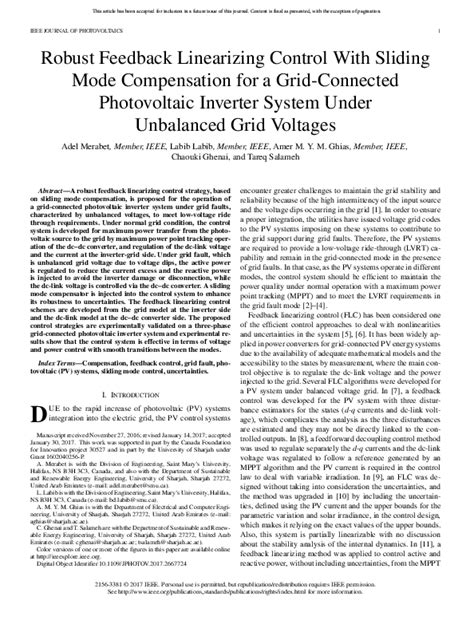Pdf Robust Feedback Linearizing Control With Sliding Mode