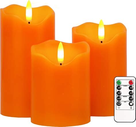 Goutool Flameless Candle Lights 3pk Flickering Led Pillar With Remote