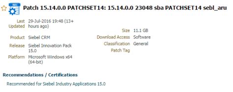 Siebel Crm Patchset 1514 Is Available The Siebel Hub