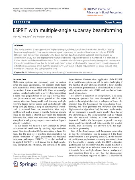 Pdf Esprit With Multiple Angle Subarray Beamforming