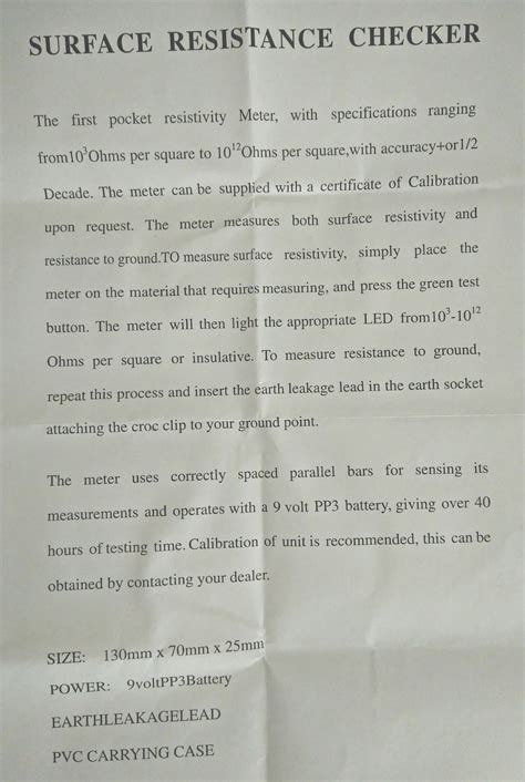 Surface Resistivity Meter Electrostatic Static Electricity Resistance Tester Esd Megger High