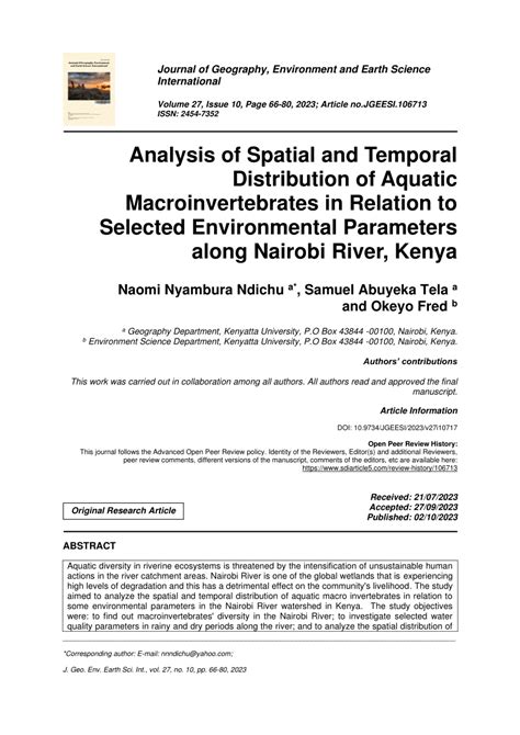 Pdf Analysis Of Spatial And Temporal Distribution Of Aquatic