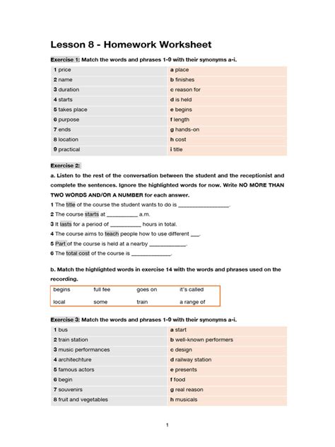Lesson 8 Homework Worksheet Pdf