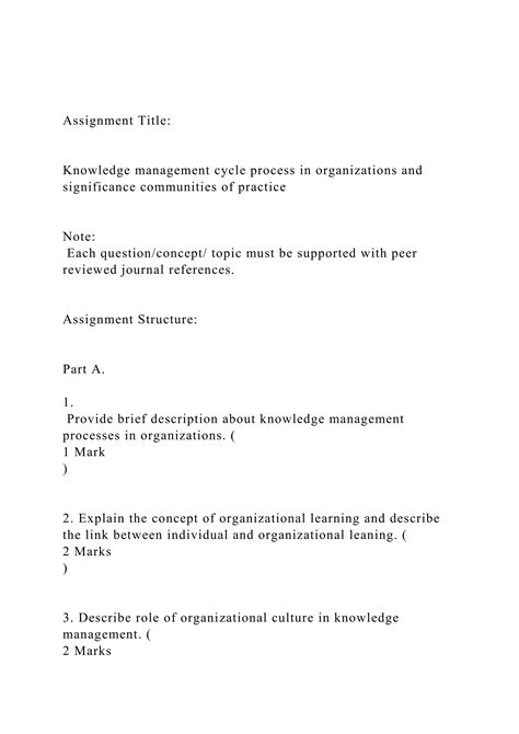 Assignment Title Knowledge Management Cycle Process In Ordocx