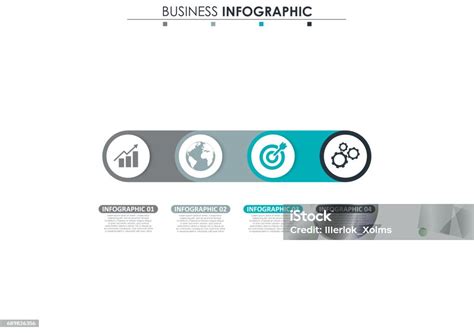 비즈니스 데이터입니다 프로세스 차트입니다 그래프 4 단계 옵션 부품 또는 프로세스 다이어그램의 추상 요소 프레 젠 테이 션에 대 한 벡터 비즈니스 템플릿입니다