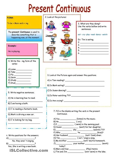 Упражнения для тренировки Present Continuous Английский И Немецкий