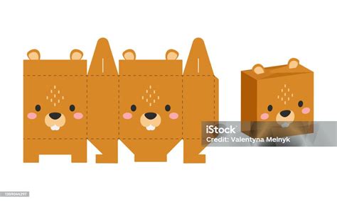 간단한 포장 선호 상자 비버 디자인 과자 사탕 선물 빵집 어떤 목적을 위한 Diy 패키지 템플릿 생일 베이비 샤워 할로윈 크리스마스 인쇄 컷아웃 접기 접착제 0명에 대한