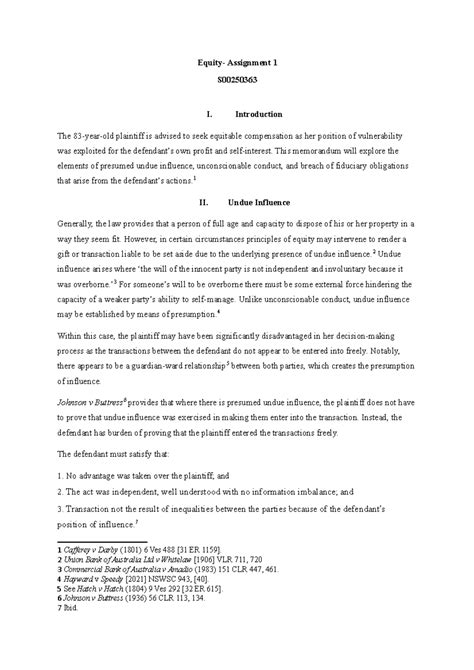 Equity Law Assignment 2 Equity Assignment 1 S I Introduction The 83