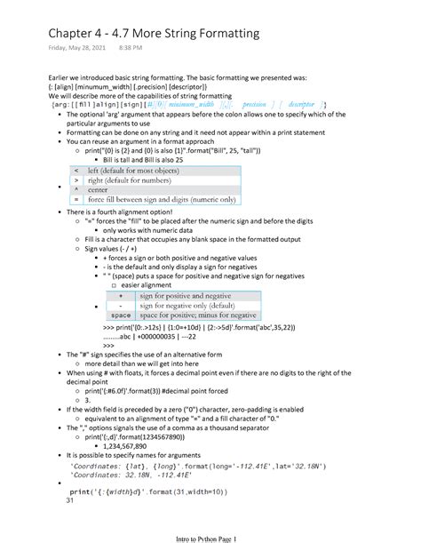 Chapter 4 4 7 More String Formatting Earlier We Introduced Basic String Formatting The