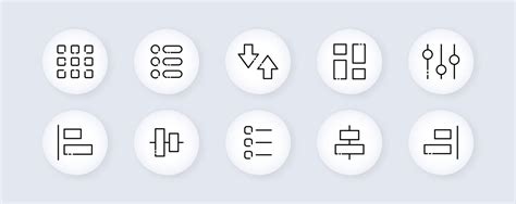 Premium Vector Menu Buttons Set Icon Tiles Slider Settings Centering Alignment Application