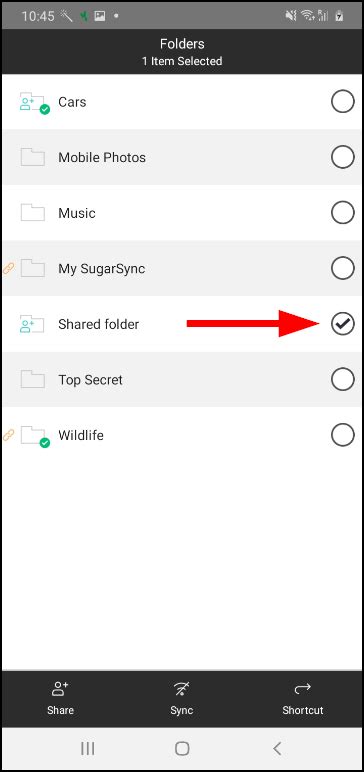Creating Shortcuts To A File Or Folder Android SugarSync