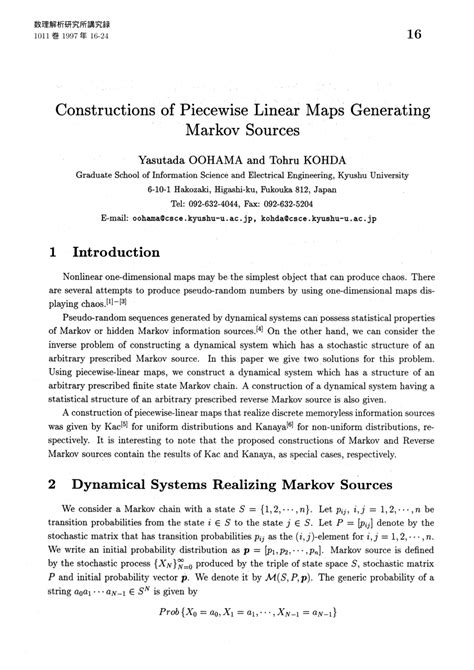 pdf constructions of piecewise linear maps generating markov sources