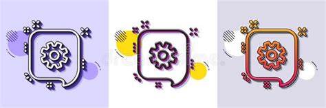 Cogwheel Line Icon Technical Settings Sign Halftone Dotted Pattern Vector Stock Vector