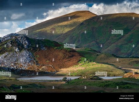 Llyn Dywarchen Backed By Clogwynygarreg And The Distant Peak Of Moel