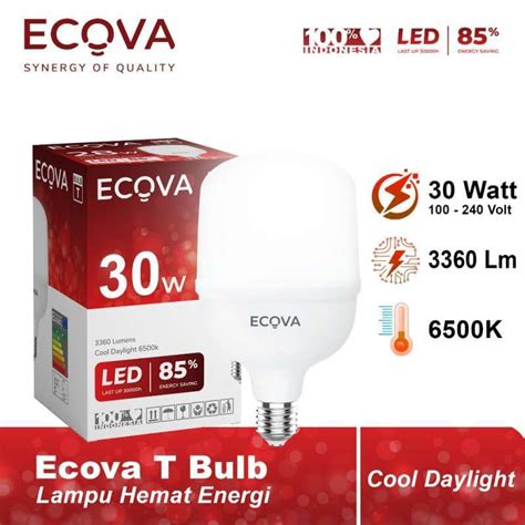 Jual Bola Lampu Led Ecova T Bulb Capsule W Cool Daylight K Bohlam