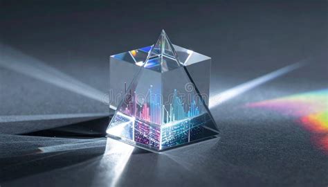 Optical Prism Refracting Light Into A Colorful Spectrum Stock