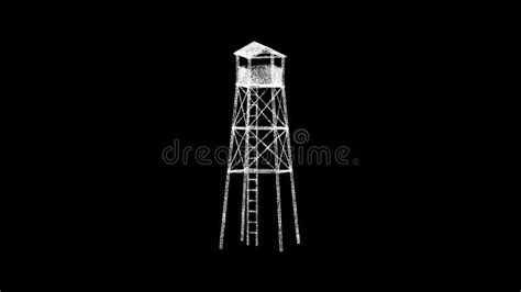 3d Observation Tower On Black Bg Object Dissolved White Flickering