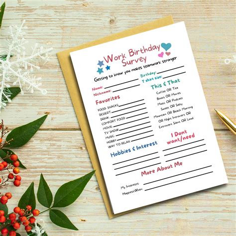 Work Birthday Questionnaire Editable Canva Questionnaire And Printable
