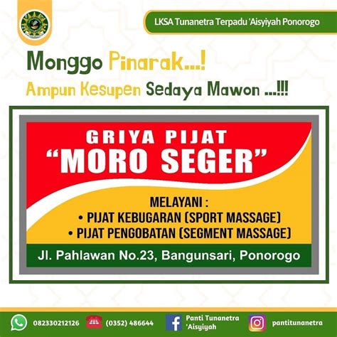 Panti tunanetra aisyiyah - Monggo Pinarak...! Griya Pijat "Moro Seger" melayani pijat kebugaran ...