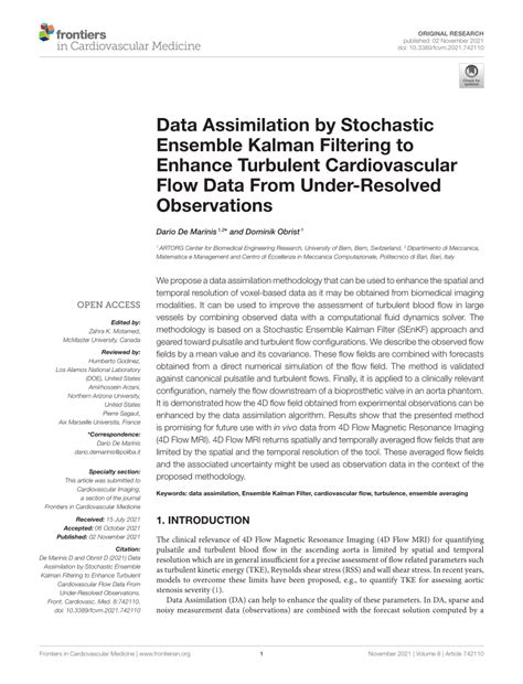 Pdf Data Assimilation By Stochastic Ensemble Kalman Filtering To Enhance Turbulent