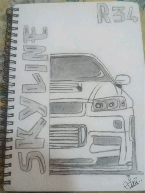 Skyline R34 Sketch On A5 Sketch Book