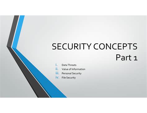 Chapter 1 Security Concepts Security Concepts Part I Data Threats Ii
