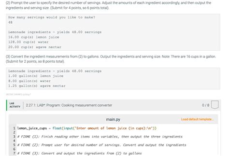 Solved 227 Lab Program Cooking Measurement Converter