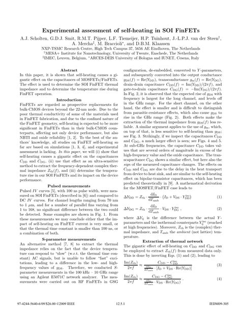 Pdf Experimental Assessment Of Self Heating In Soi Finfets