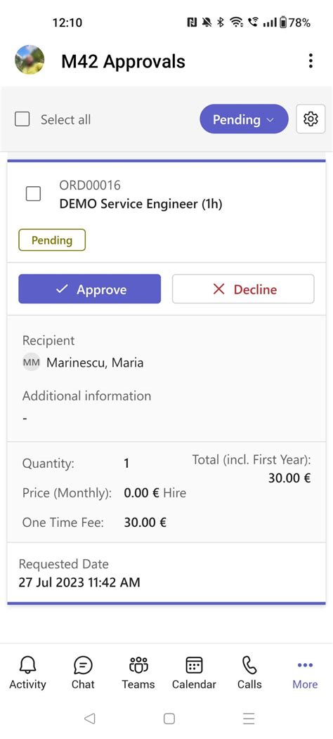 Handling Orders In The M42 Approvals App Matrix42 Self Service Help