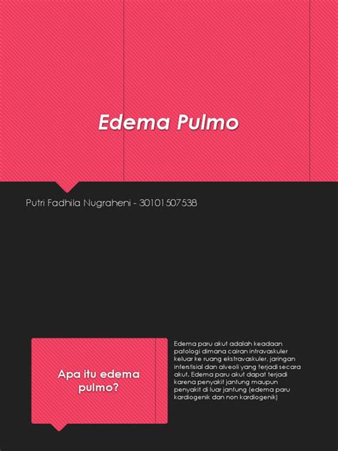 Edema Pulmo Putri Fadhila Nugraheni 30101507538 Pdf Edema Lung