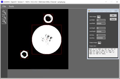 人工智慧 Opencv 常見影像處理演算法的簡易使用工具，包含有讀圖、存圖、轉灰階、二元化、連通找出物體等。