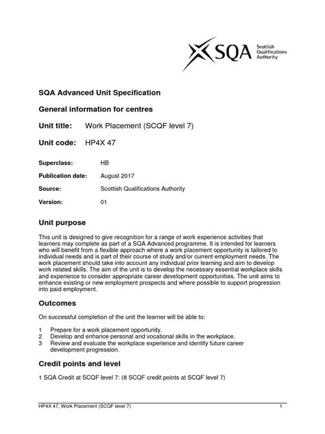 Hp4x47 Work Placement Scqf Level 7 Pdf Learning Educational Technology