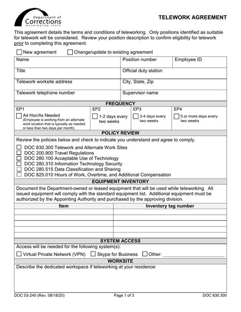 Telework Agreement Template