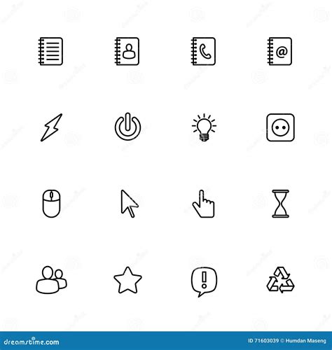 Black Line Web Icon Set Stock Vector Illustration Of Account