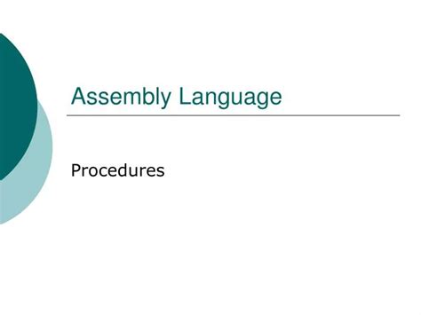 Ppt Assembly Language Powerpoint Presentation Free Download Id6250670