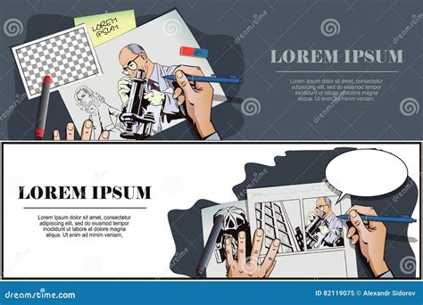 People In Retro Style Scientist With Microscope Stock Vector Illustration Of Assistant