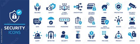 Security Icon Set Containing Secured Payment Encryption Safety