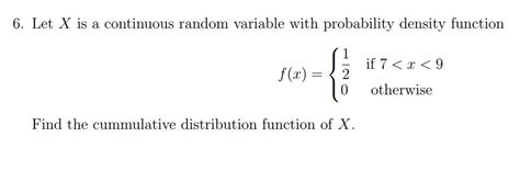 solved 6 let x is a continuous random variable with